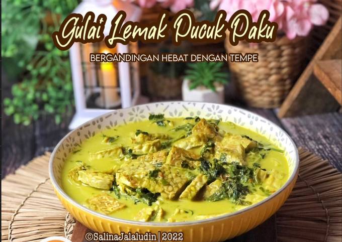 Resipi Gulai Lemak Pucuk Paku Dengan Tempe oleh Salina Jalaludin - Cookpad