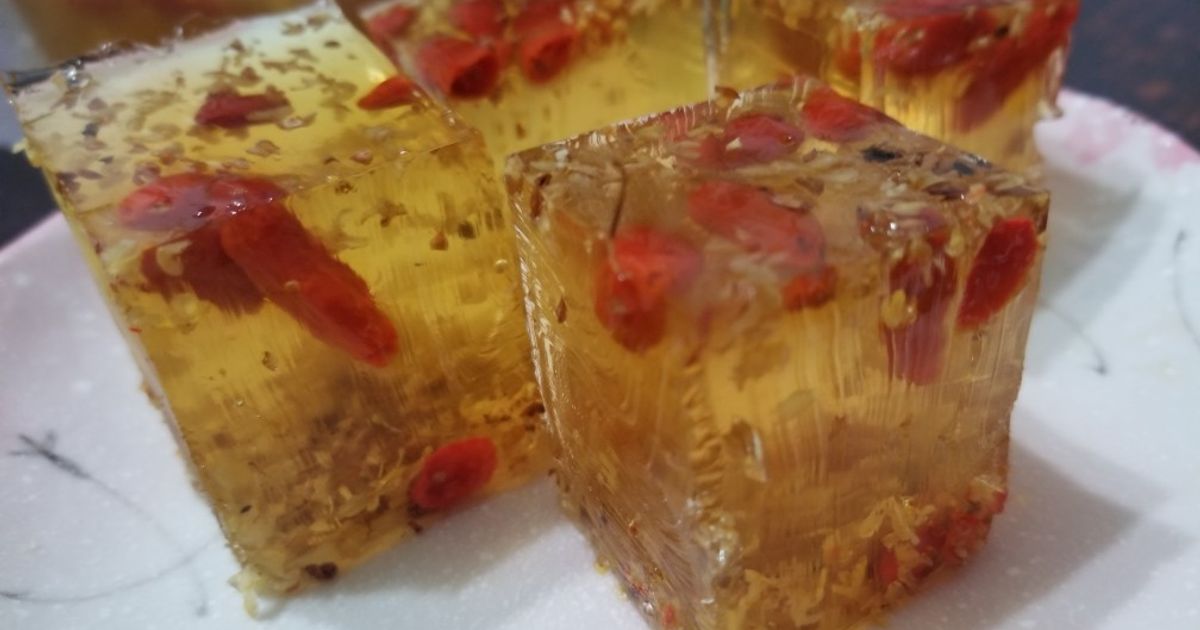 Chinese Goji Berries Osmanthus Cake 桂花糕 Recipe by LazyCook_HK - Cookpad