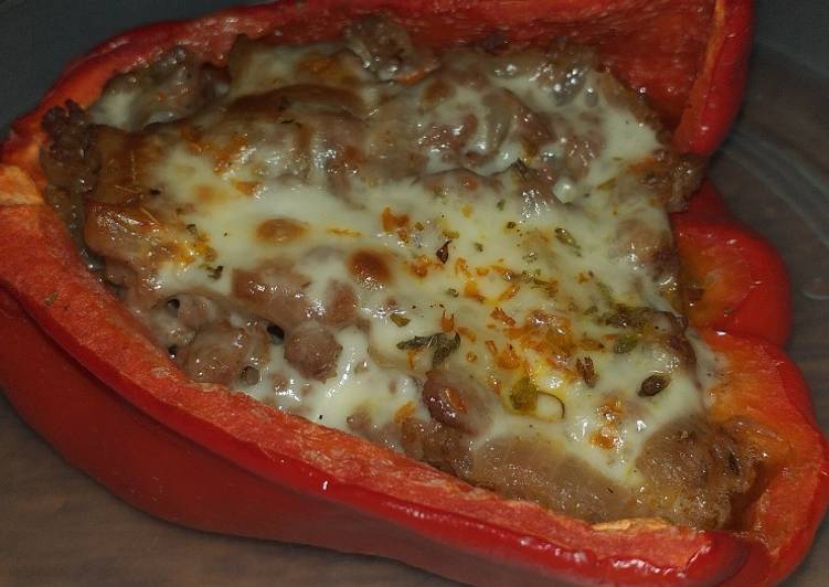 Morrón relleno de carne picada Receta de Laura Acuña- Cookpad