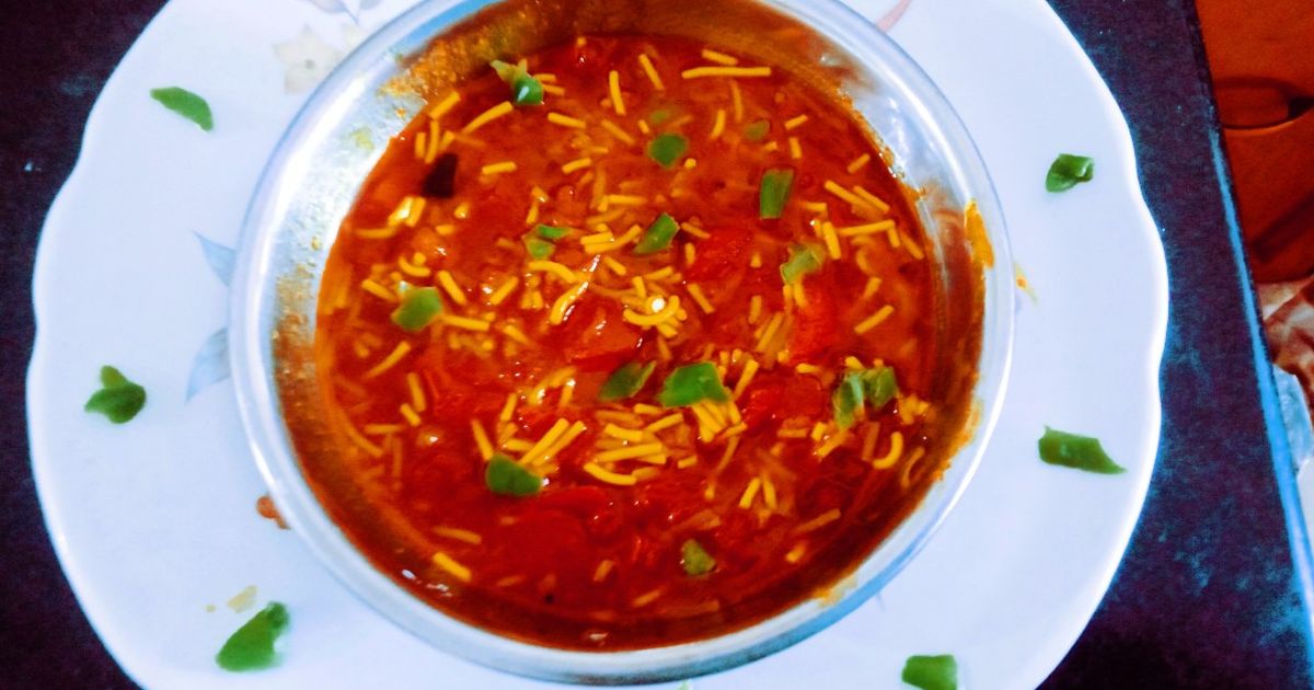 Tasty Chatpattu Kathiyawadi Sev Tomato Shaak(sabji) Recipe by Ramaben ...