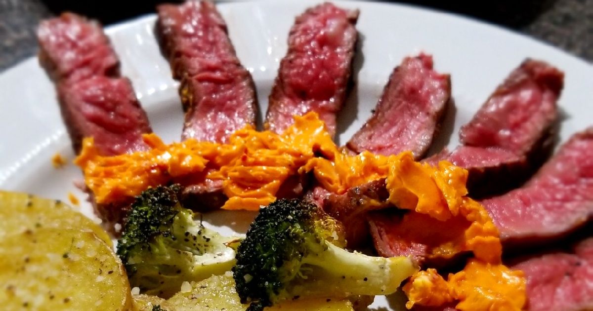 Chile Butter Steaks With Lemon Parmesan Broccoli & Potatoes Recipe by ...