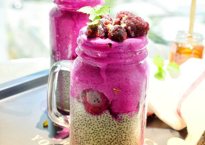 Resep Dragon fruit Chia Seed Pudding oleh Mommy Nawla#Jeehan - Cookpad