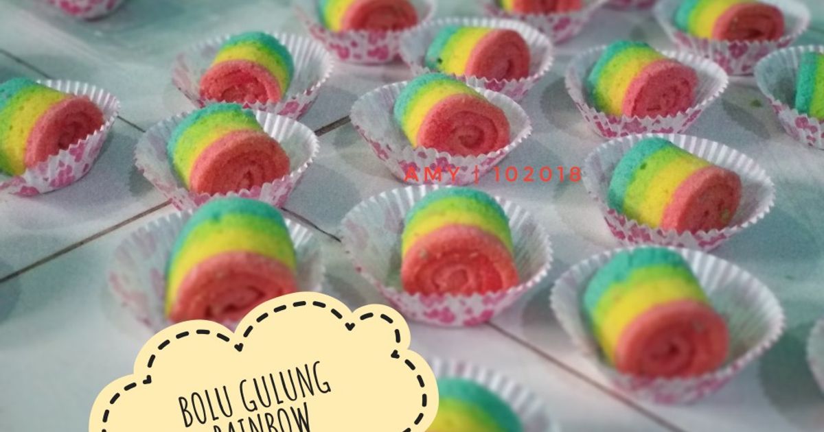 Resep Bolu Gulung Rainbow 😍 + Step By Step oleh AmyRegen - Cookpad