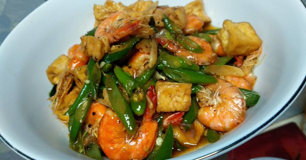 Resep Udang Buncis Tahu Tumis Lada Hitam oleh Tj's Cooking - Cookpad