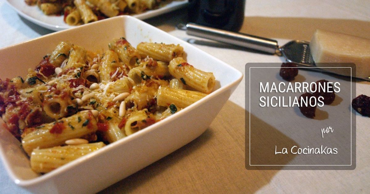 Macarrones Sicilianos / Salsa De Pesto Rojo Receta de La Cocinakas- Cookpad
