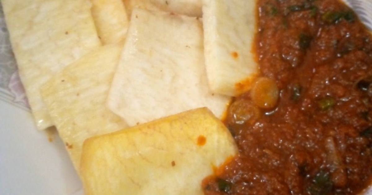Fried yam and sauce Recipe by 2 hearts ️ cuisine - Cookpad