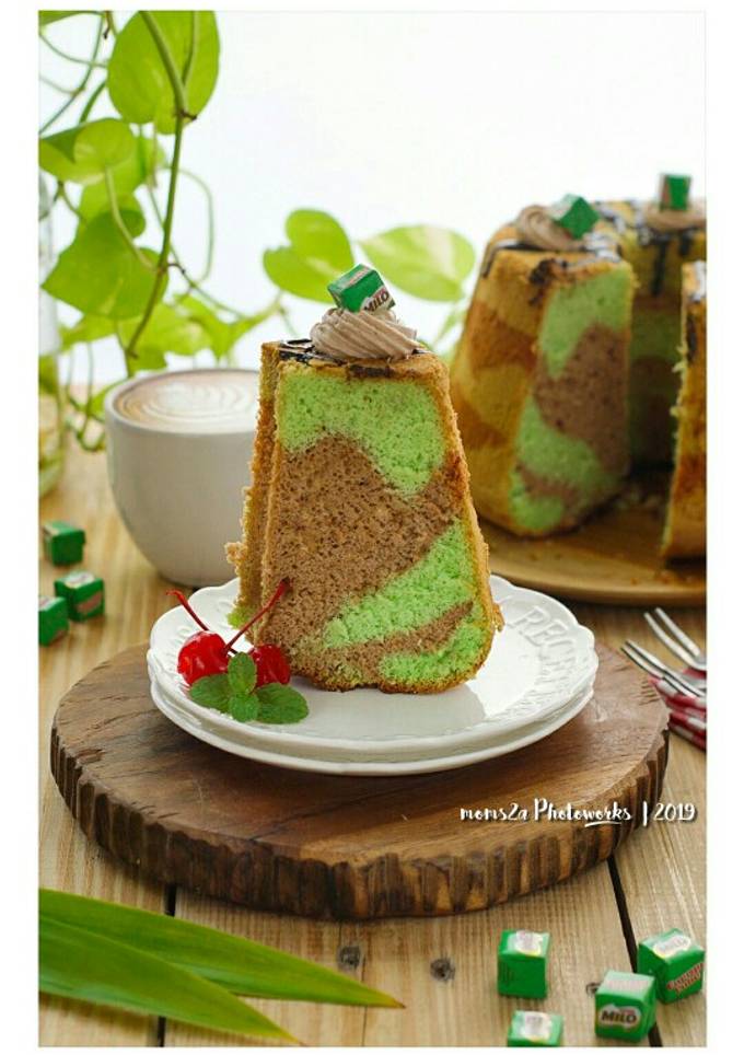 Resep Pandan Milo Chiffon Cake oleh moms2a - Cookpad