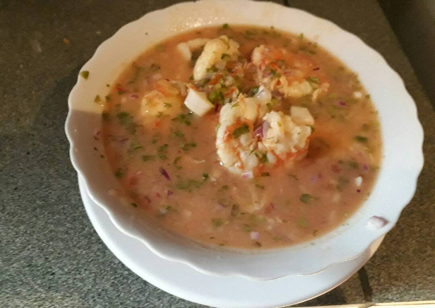 Ceviche mixto de camarón y calamar Receta de Enrique Muñiz- Cookpad