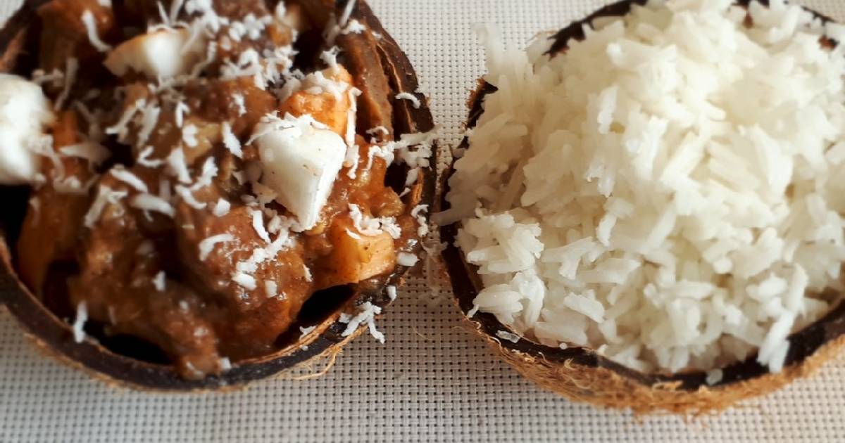 Chevon served with coconut rice#myricedish Recipe by Coretta Kai - Cookpad