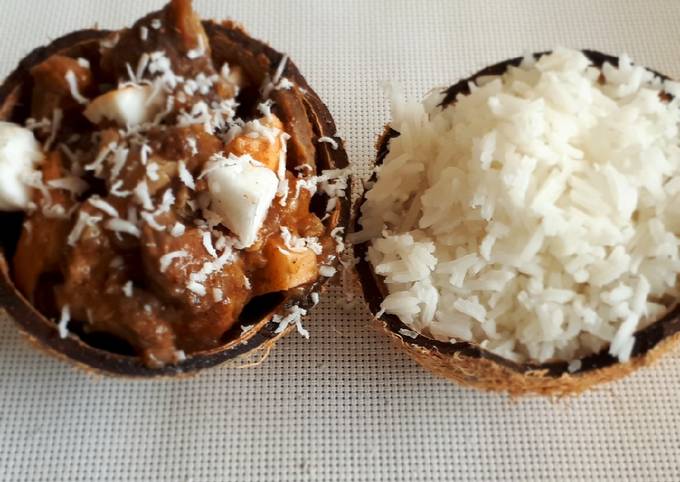 Chevon served with coconut rice#myricedish Recipe by Coretta Kai - Cookpad