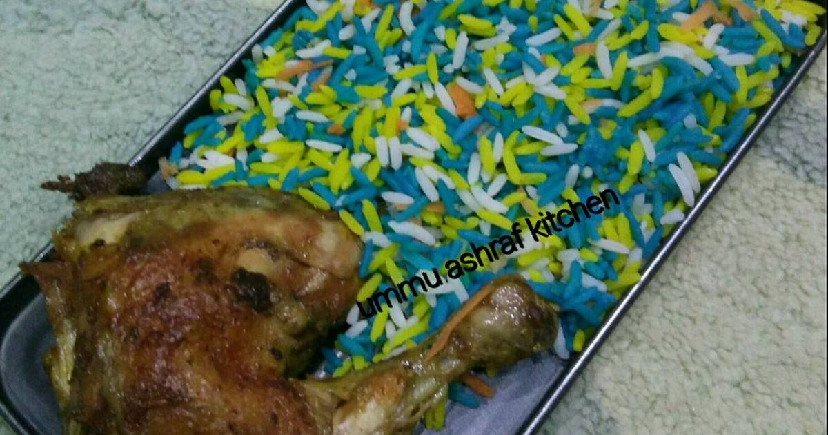 Colour rice wit 🍗 Recipe by Ummu ashraf kitchen - Cookpad