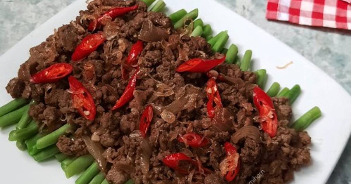 Resep Buncis Siram Daging Cincang oleh Ibu Malka - Cookpad
