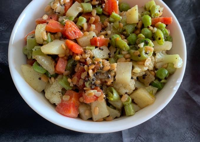 Mix veg tadka pepper masala (satvik) Recipe by Shruti Raman ...