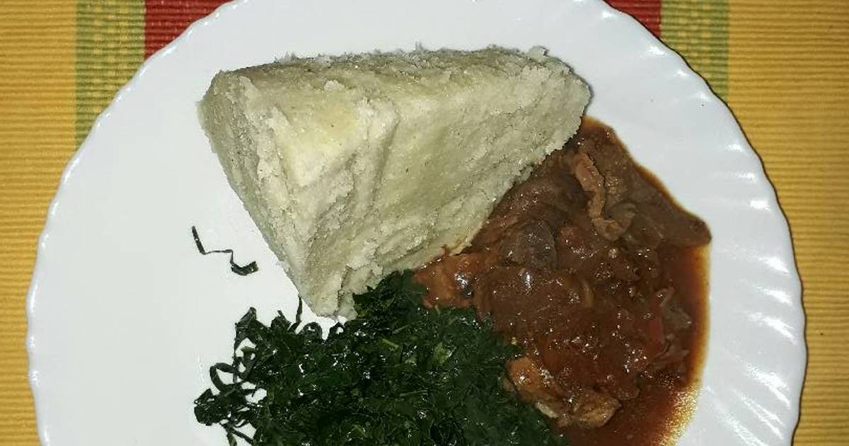 Ugali,beef wet fry with kales Recipe by Shirley M - Cookpad