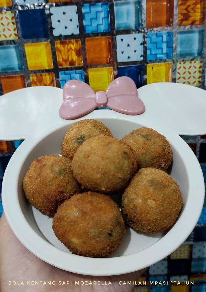 Resep Bola Kentang Sapi Mozarella| Camilan MPASI 1tahun+ | Finger Foods ...