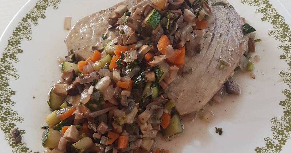 Filete de pescado con champiñones - 101 recetas caseras- Cookpad