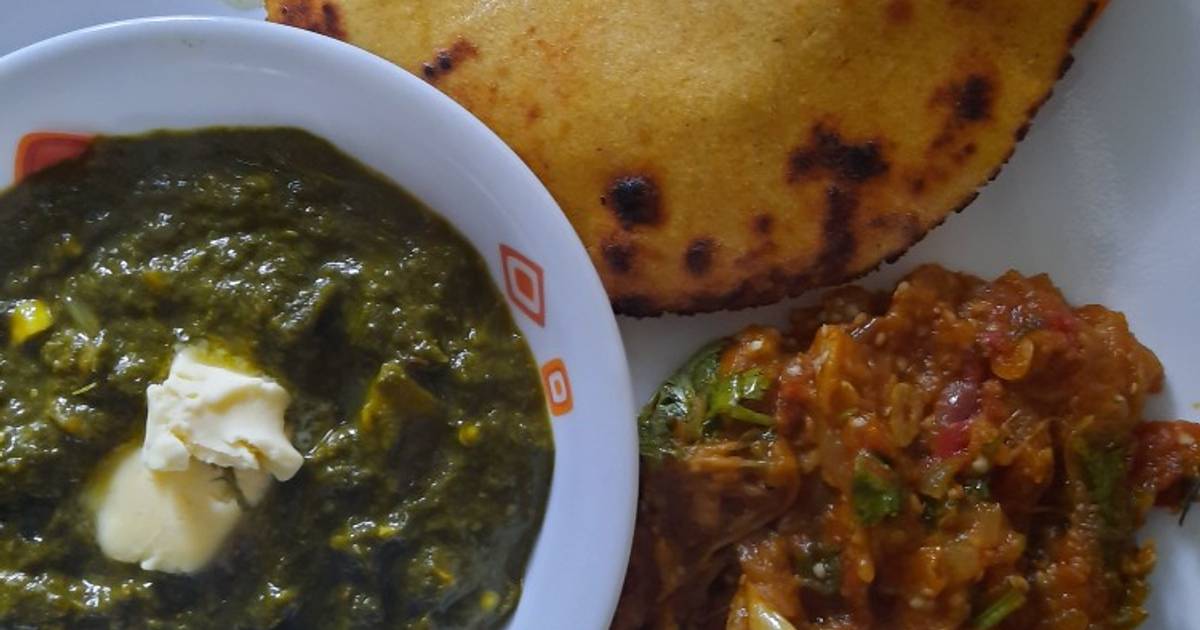 Sarson ka Saag with Besan ki Roti Recipe by Meera Siddharth - Cookpad