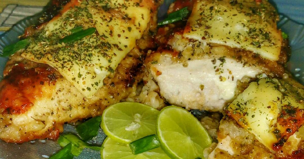 Cheesy Stuffed Baked Chicken Recipe by Rimpa Bose Deb - Cookpad