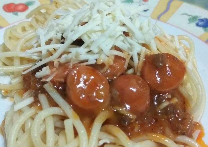 Resep Spaghetti Bolognese & sosis (#pr pasta) oleh Dewi Dapur - Cookpad