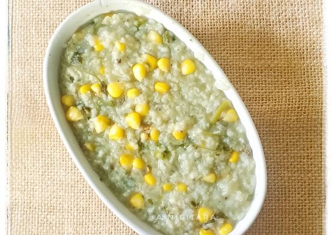 Resep MPASI 1+ Bubur Tim Jagung Bayam Hati Sapi oleh Aini mama 2N 2R ...