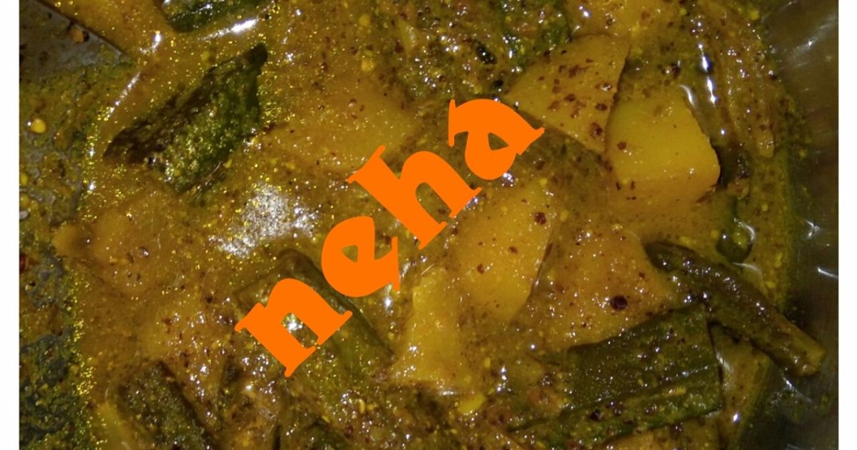 Bhindi Potato Curry In Sarso Masala Recipe by Srivastava Neha