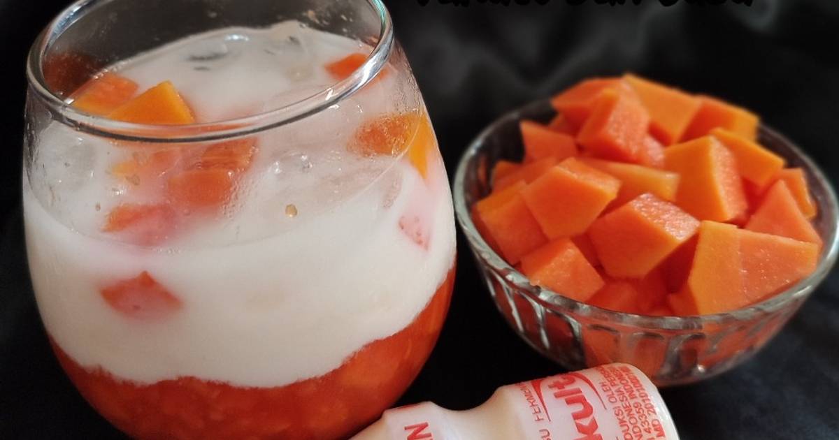 Resep Es Pepaya Yakult Dan Susu oleh April_Umi HannaHani - Cookpad