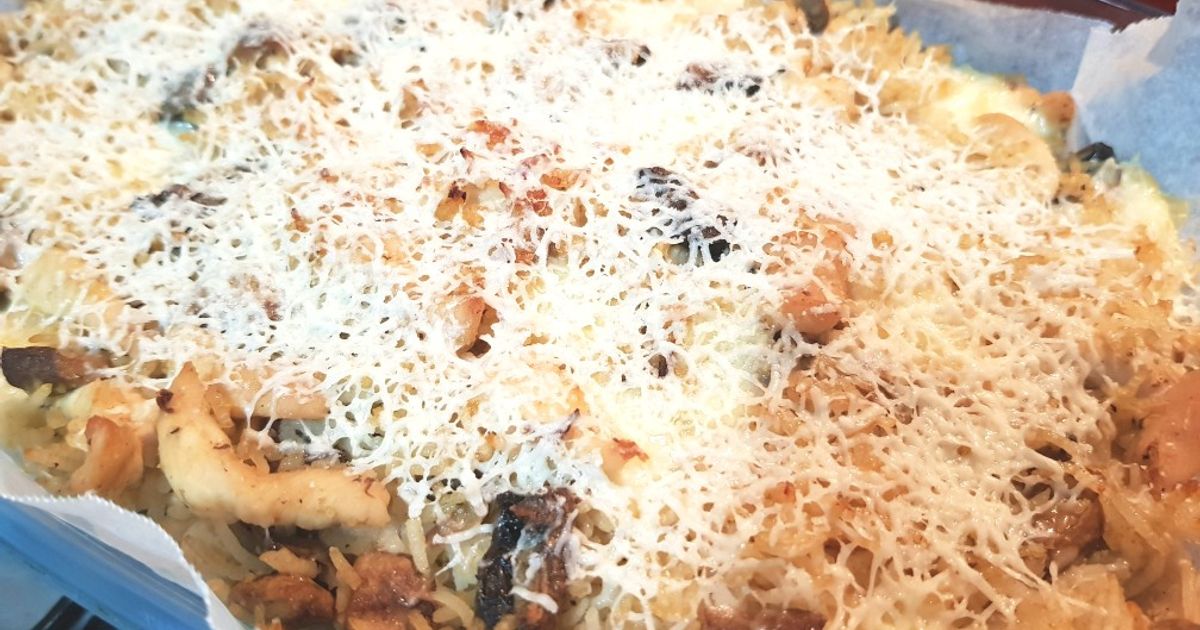 Mushroom Chicken Cheese Baked Rice Recipe by 사린린 Sa Rinrin
