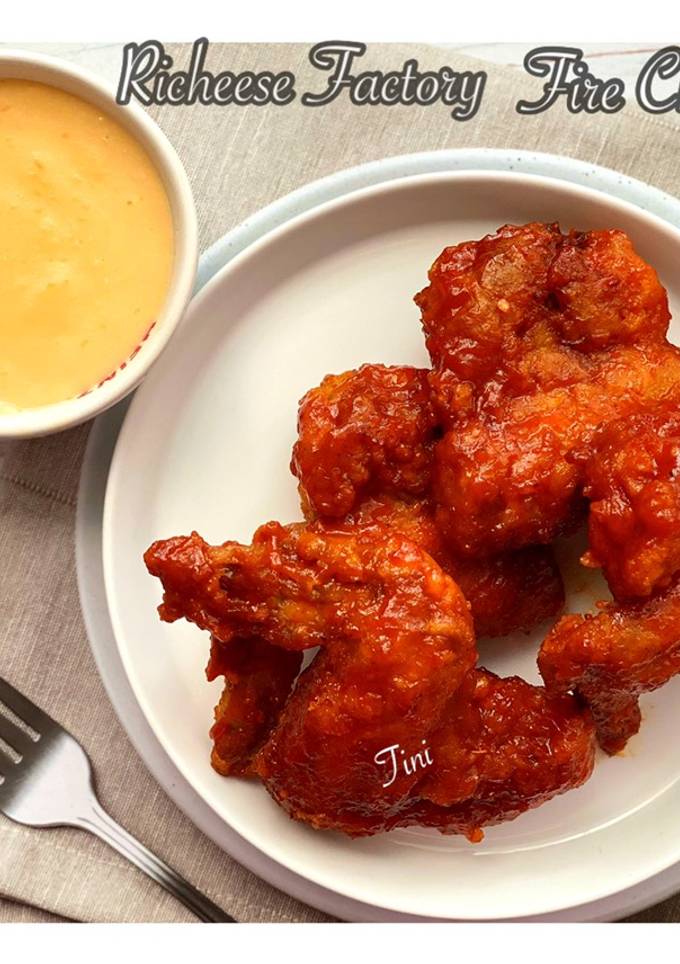 Resep Ayam Richeese Fire Chicken & Saus Keju oleh Tini - Cookpad