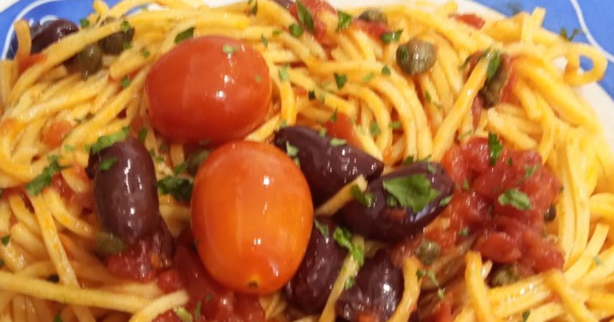 Spaghetti Con Aceitunas De Kalamata, Alcaparras Y Cherry Receta de ...