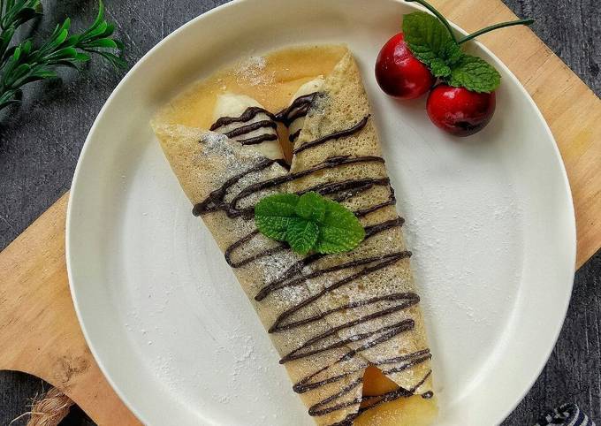 Resep Pisang Crepes Coklat Salju oleh Ayu (Mama Aura) - Cookpad