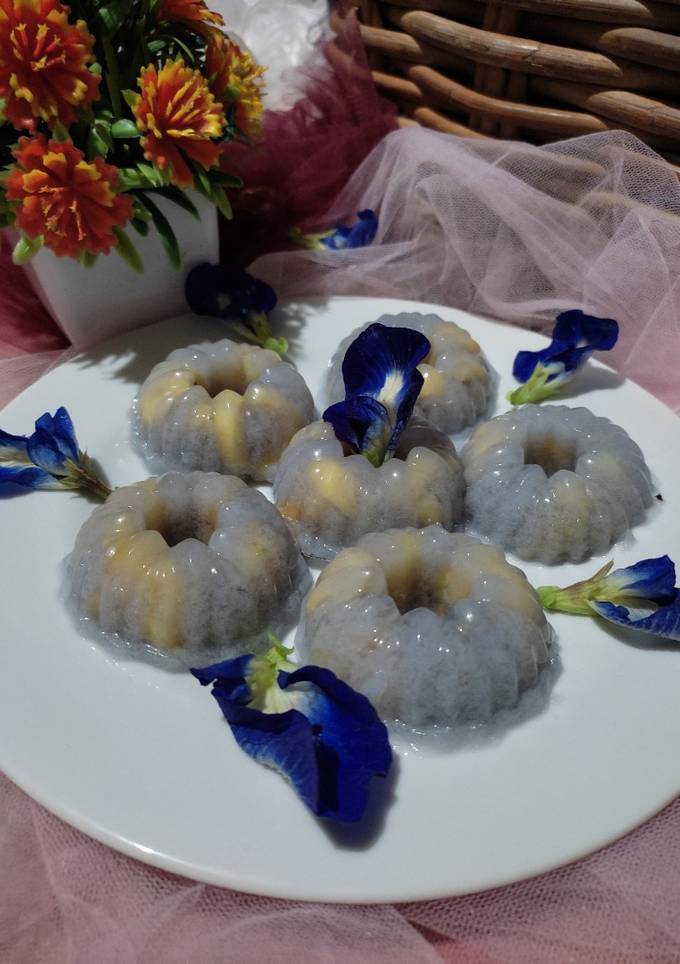 Resep Puding Pisang Bunga Telang oleh lina NH - Cookpad