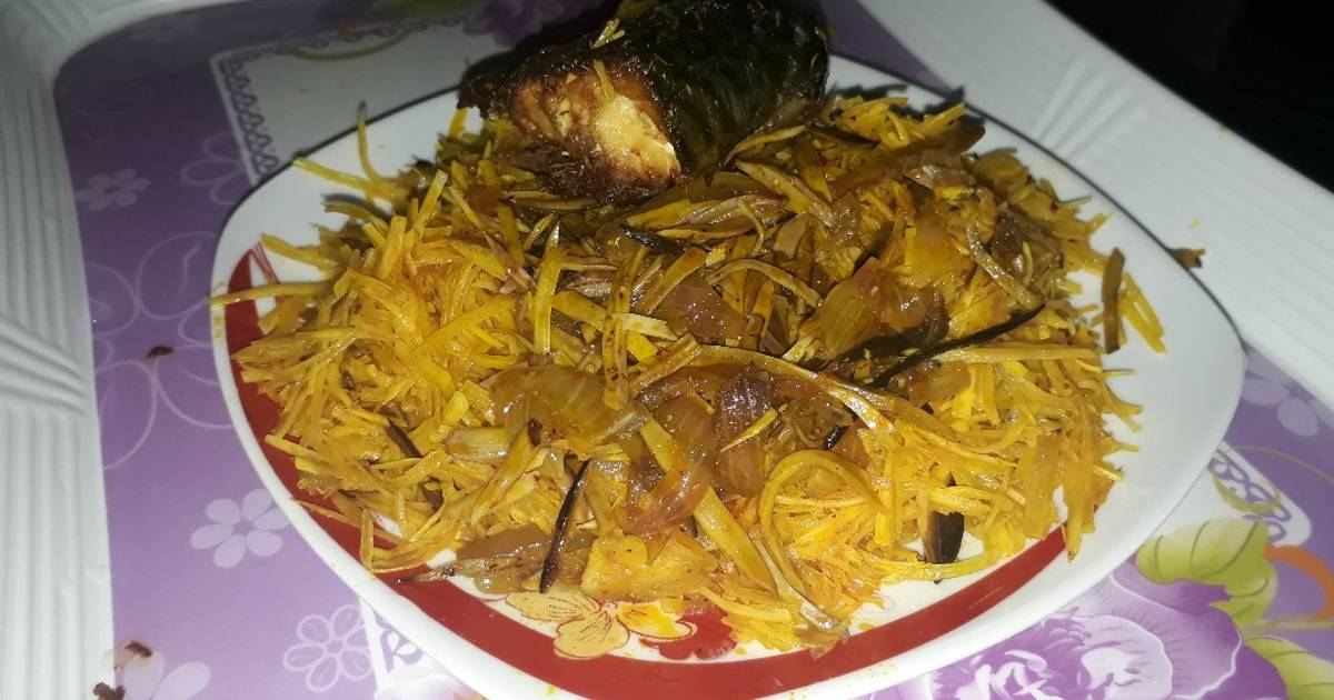 Abacha with fried fish Recipe by Granny - Cookpad