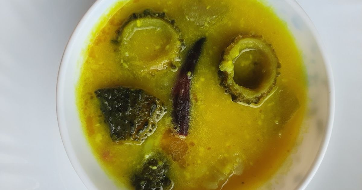 Bitter & Bottle Gourd With Yellow Lentils (Lau R Ucche Daal) Recipe by ...