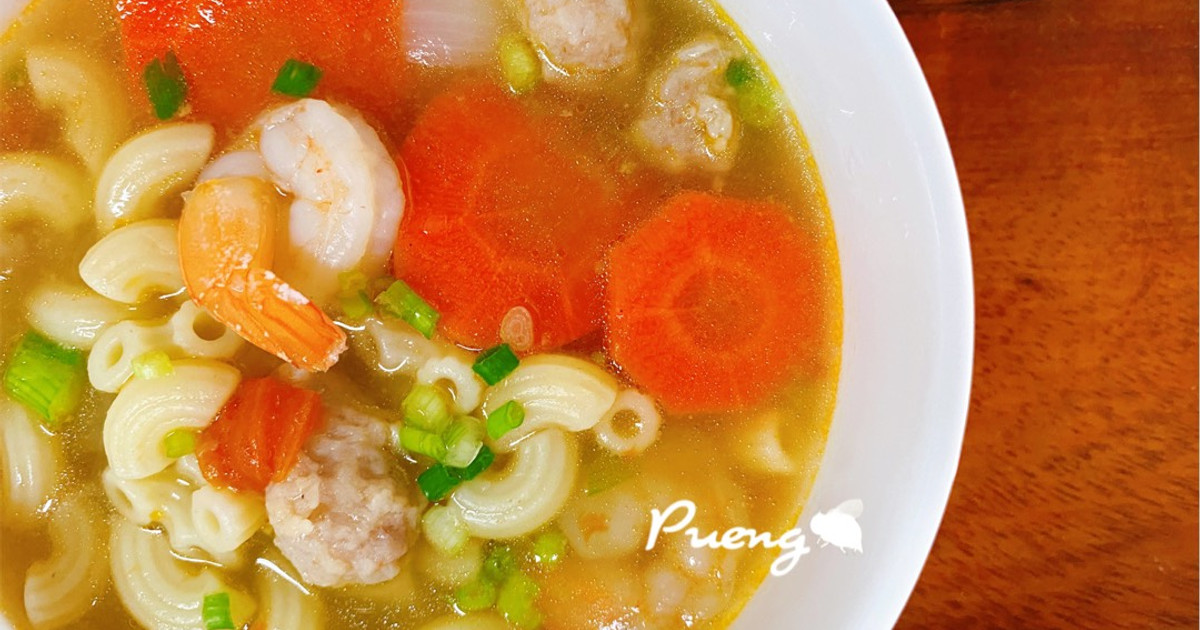 สูตร ซุปมักกะโรนีกุ้ง โดย Kaw kham to by Pueng (ข้าวคำโต) - Cookpad