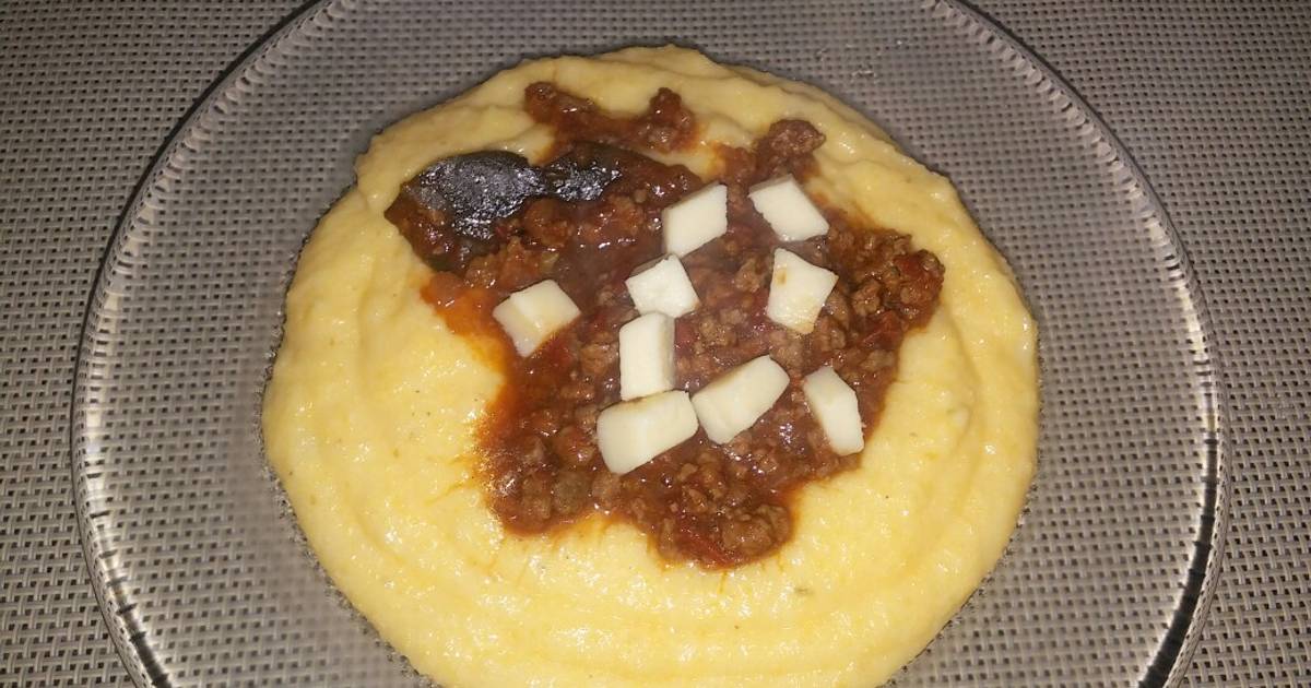 Polenta cremosa con salsa bolognesa Receta de Griselda Condori "Grey's ...