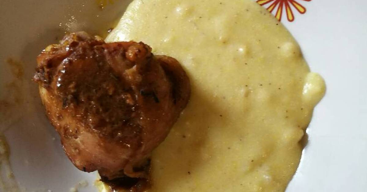 Polenta cremosa con pollo al horno Receta de Flor Florentin- Cookpad