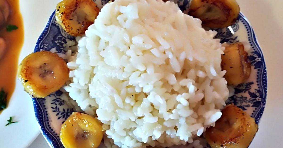 Arroz blanco con plátano frito Receta de ni.uman- Cookpad