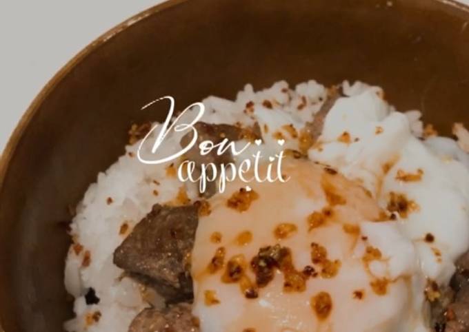 Resep Saikoro Beef with Onsen Egg oleh Novi Marsella - Cookpad