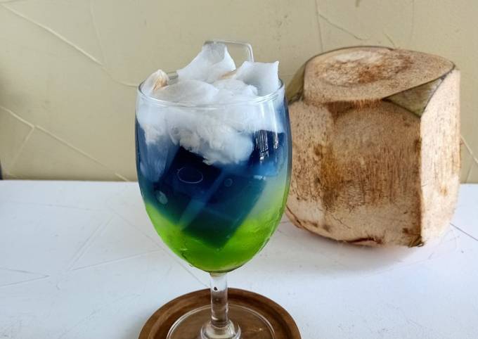 Resep Es Degan Jelly Bunga Telang oleh Isnawati - Cookpad