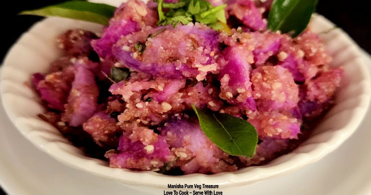 Stir Fry Purple Yam Purple Kand Vrat Sabzi Recipe by Manisha Sampat ...