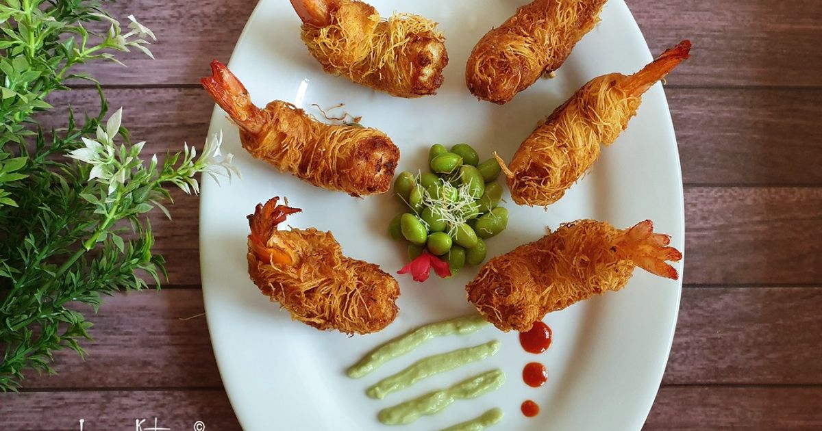 Kunafa Prawns In Wasabi Recipe by Inish Issac - Cookpad