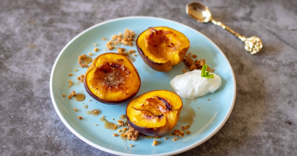 Roasted Nectarines With Ginger And Honey Crumble Recipe by Yui Miles ...