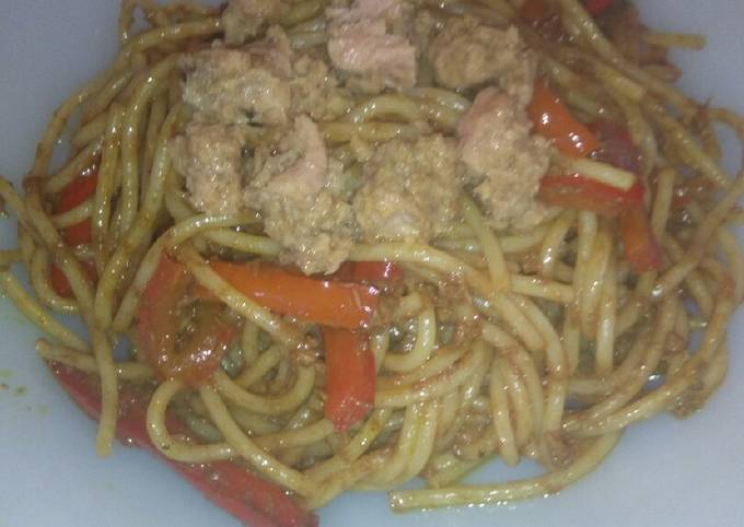 Espaguetis con atún y chocolate Receta de Manuel Gabino Pascual- Cookpad