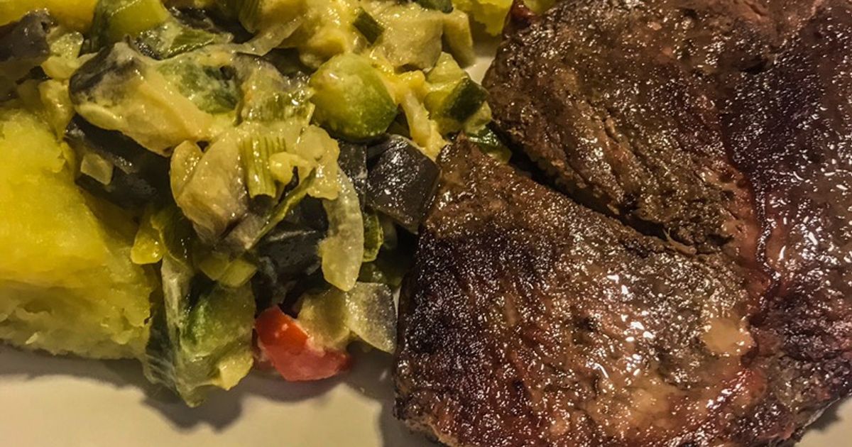 Puré De Batatas Y Verdura Con Churrasco Receta de Sabrii Franco ...