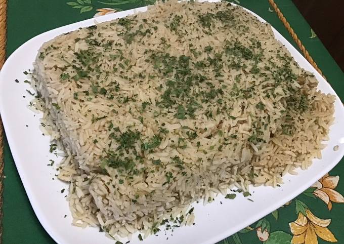 Riz complet au bouillon de chapon, sauce mozzarella et coriandre de ...