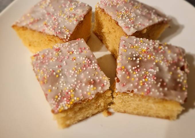 Vanilla Sponge Tray Bake - School dinner style Recipe by Charlotte ...