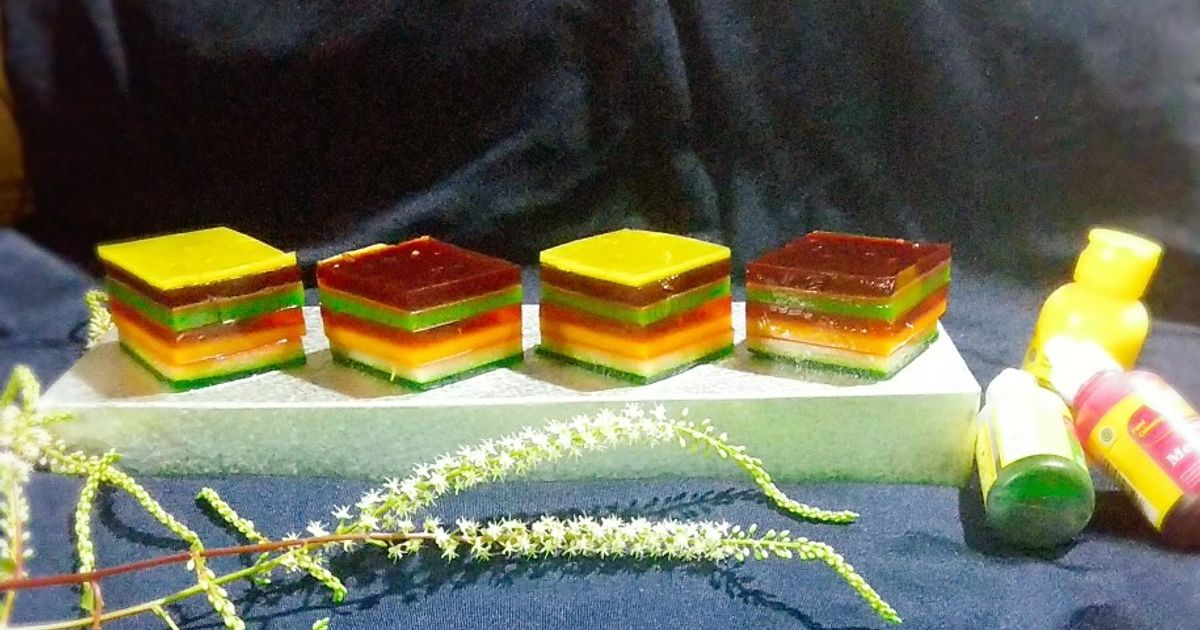 Resep Puding Pelangi Cantik Ala Anto (+ Tips) oleh Anto - Cookpad