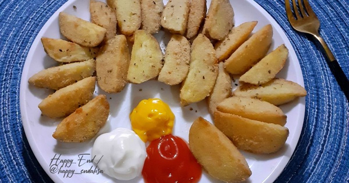 Resep potato wedges tepung serbaguna rumahan enak dan mudah - Cookpad