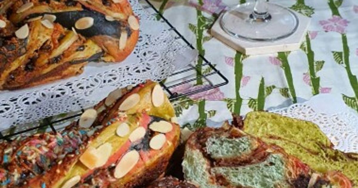 Resep Rainbow Babka (Buah Naga Bunga Telang Charcoal Matcha) oleh Rossy ...