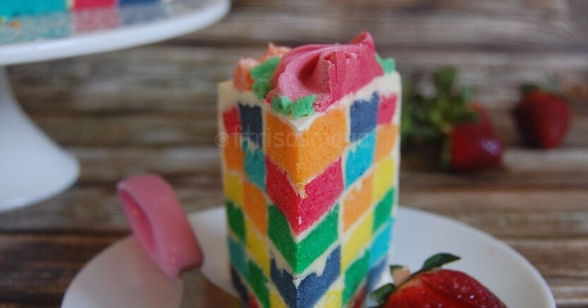 Resep Rainbow Checkerboard Cake, Edisi Lebaran oleh Fitri Sasmaya - Cookpad